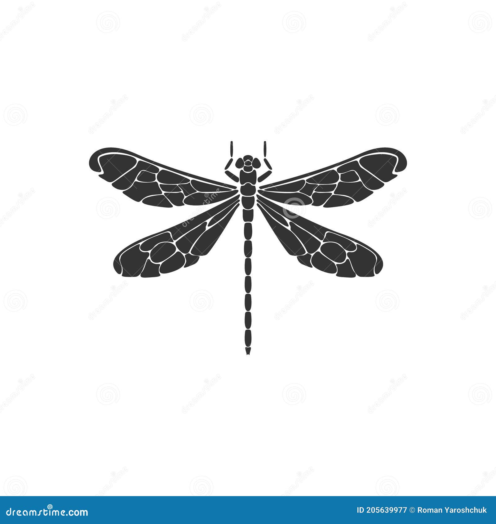 Dragonfly Icon. Cute Dragonfly Black Silhouette Symbol. Vector Isolated ...