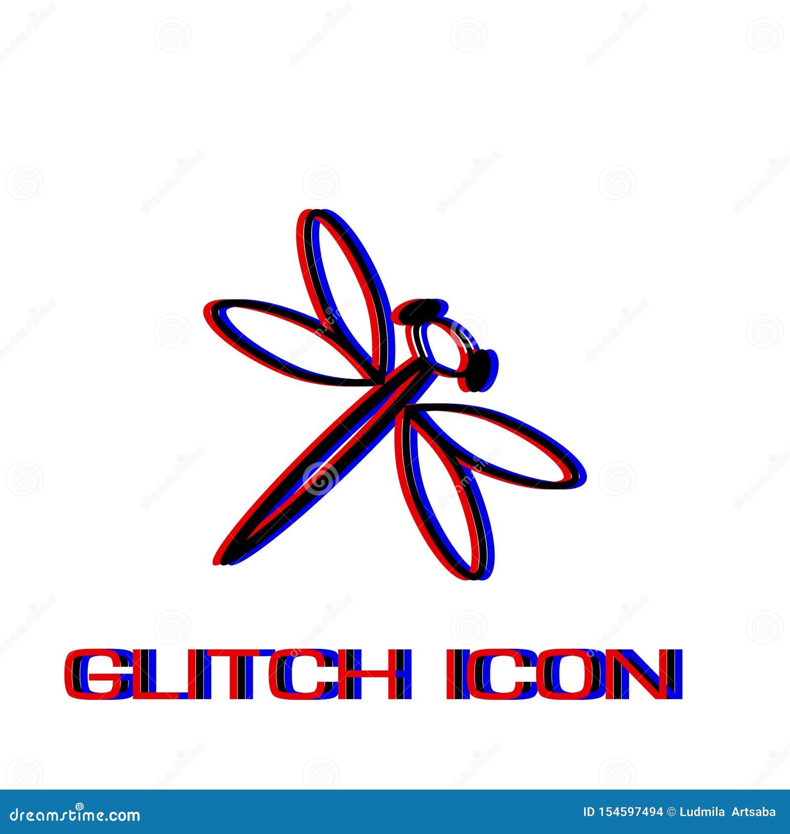 Dragonfly icon flat stock illustration. Illustration of icon - 154597494