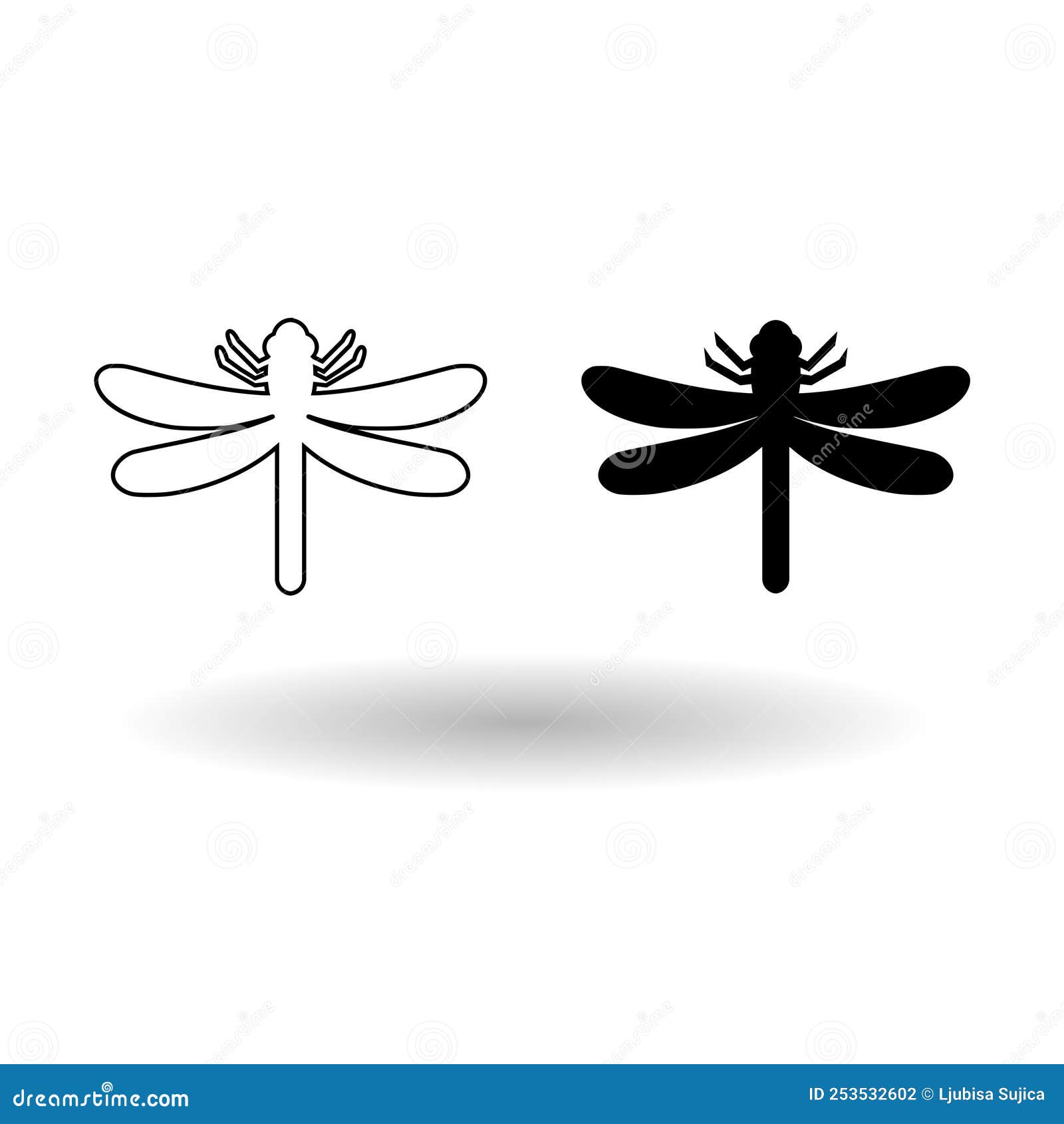 Dragonfly Illustration Logo with Shadow Stock Vector - Illustration of ...