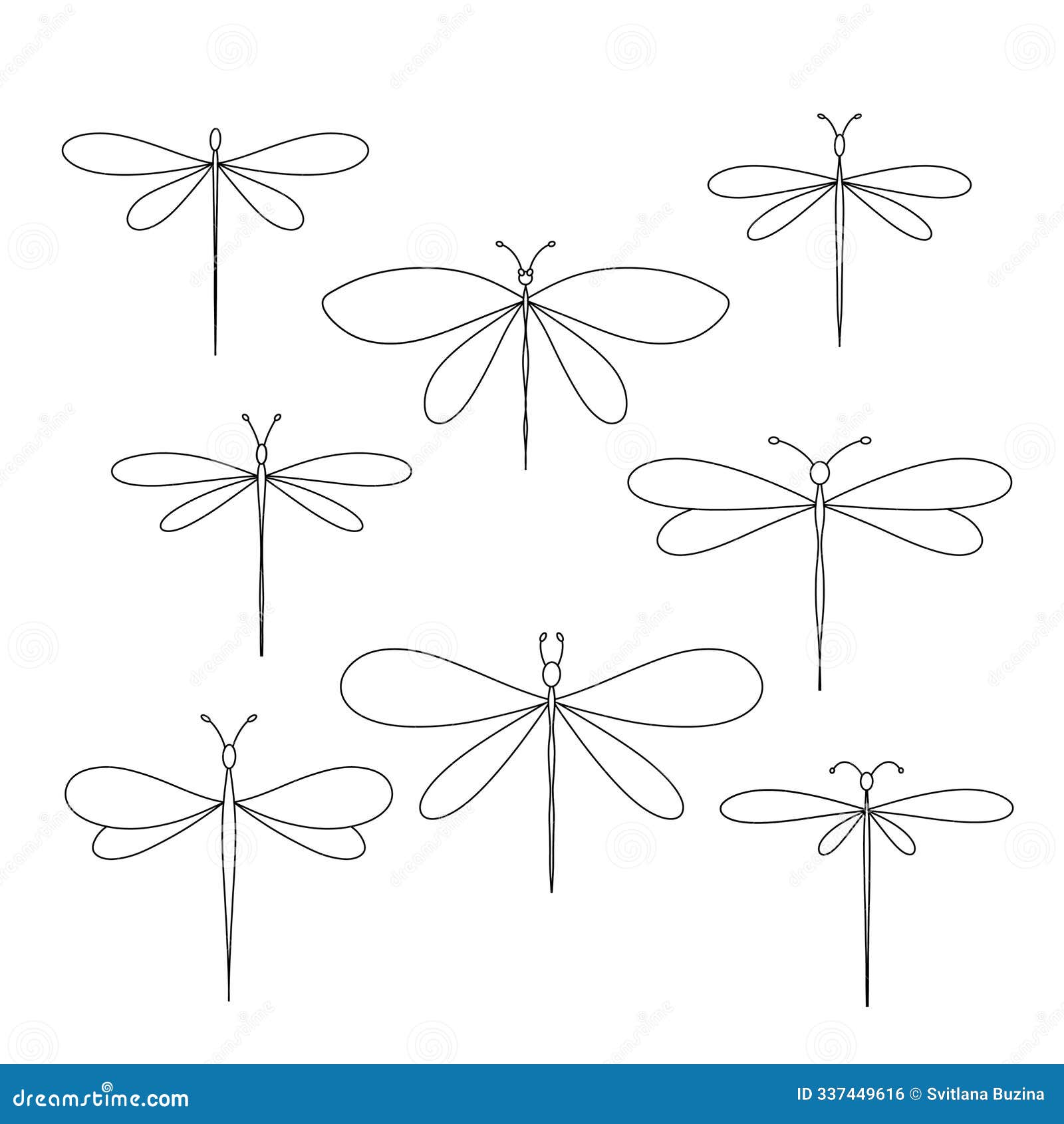 Dragonfly. Linear Art. Abstract Geometric Dragonfly Insect. Stencil For ...