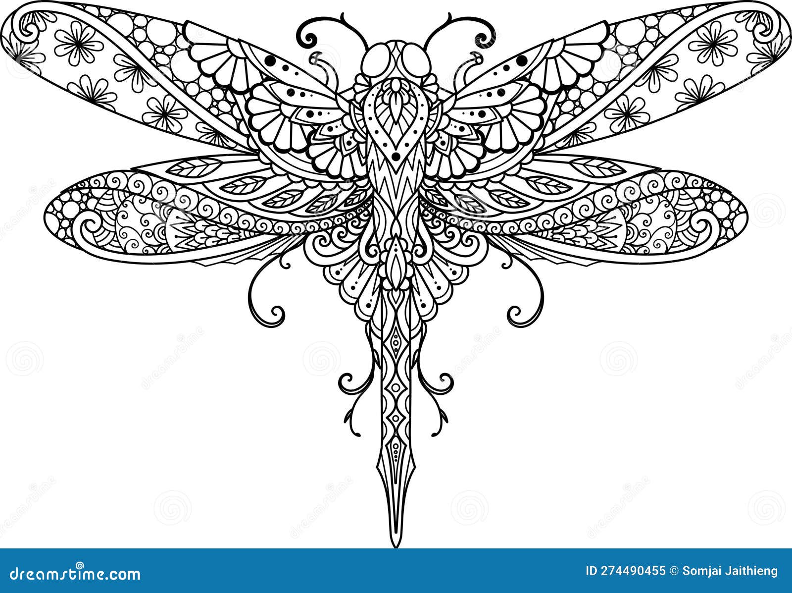 Mandala Dragonfly for Coloring, Engraving, Printing and so on. Vector ...