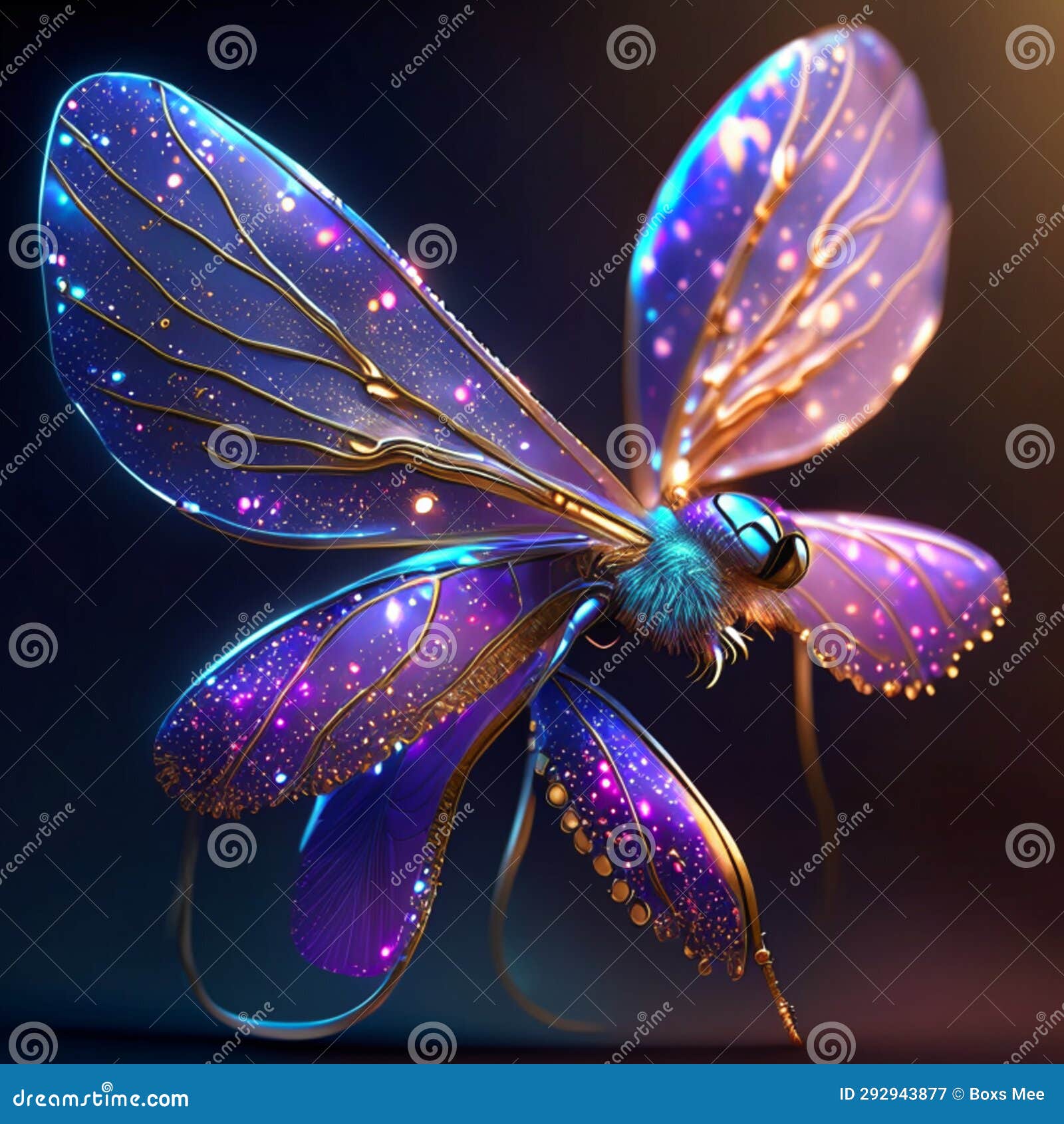 Dragonfly in the Night Sky. 3d Rendering, 3d Illustration Stock ...