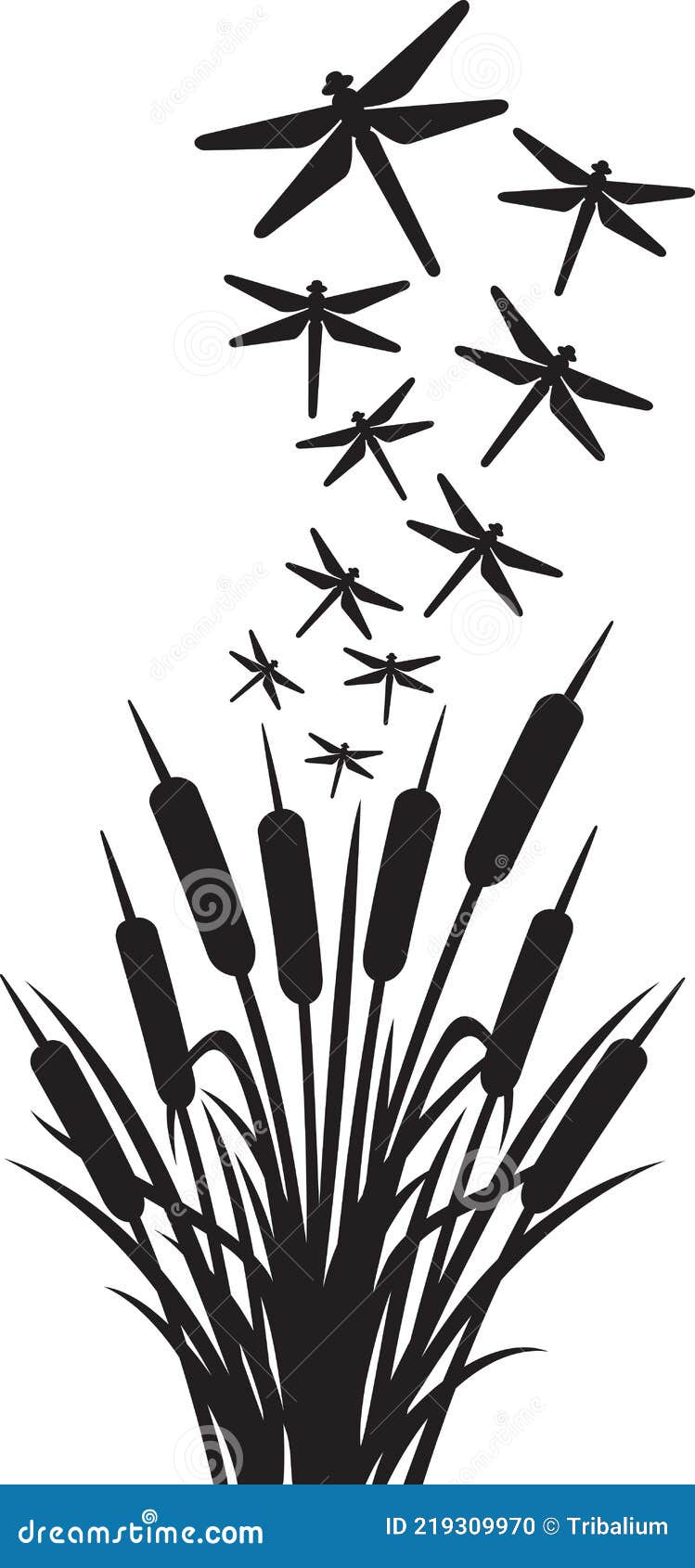 Dragonfly and Reeds Vector Design Stock Vector - Illustration of ...