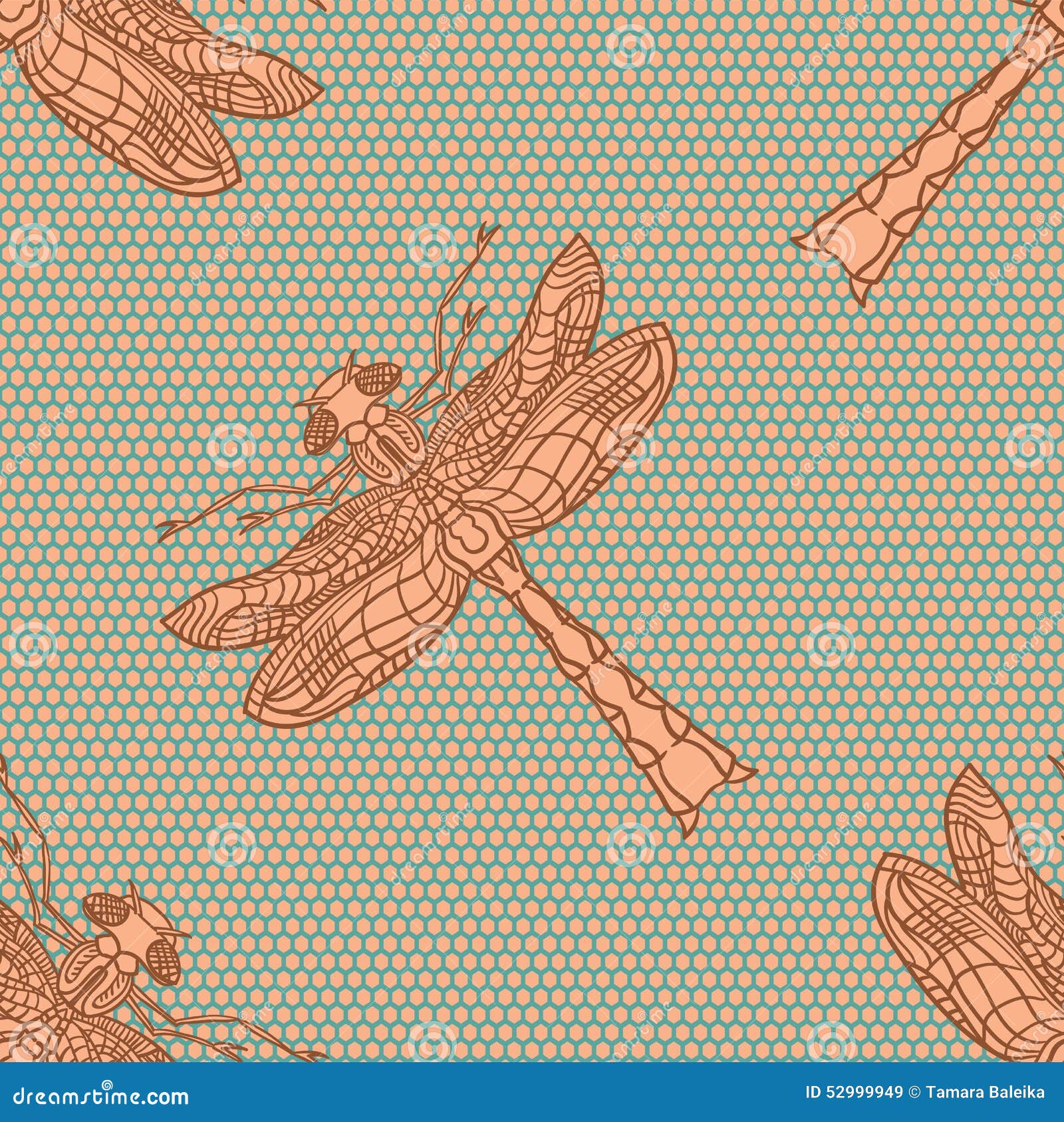 Dragonfly seamless pattern stock illustration. Illustration of pattern ...