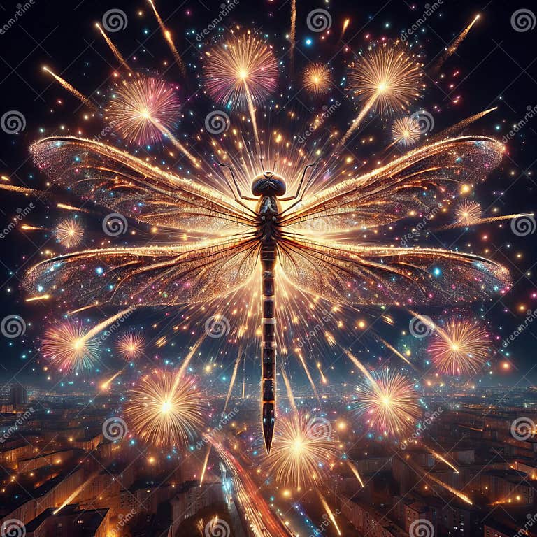 169 71. Dragonfly Shells_ Large, Spherical Fireworks T Stock Image ...