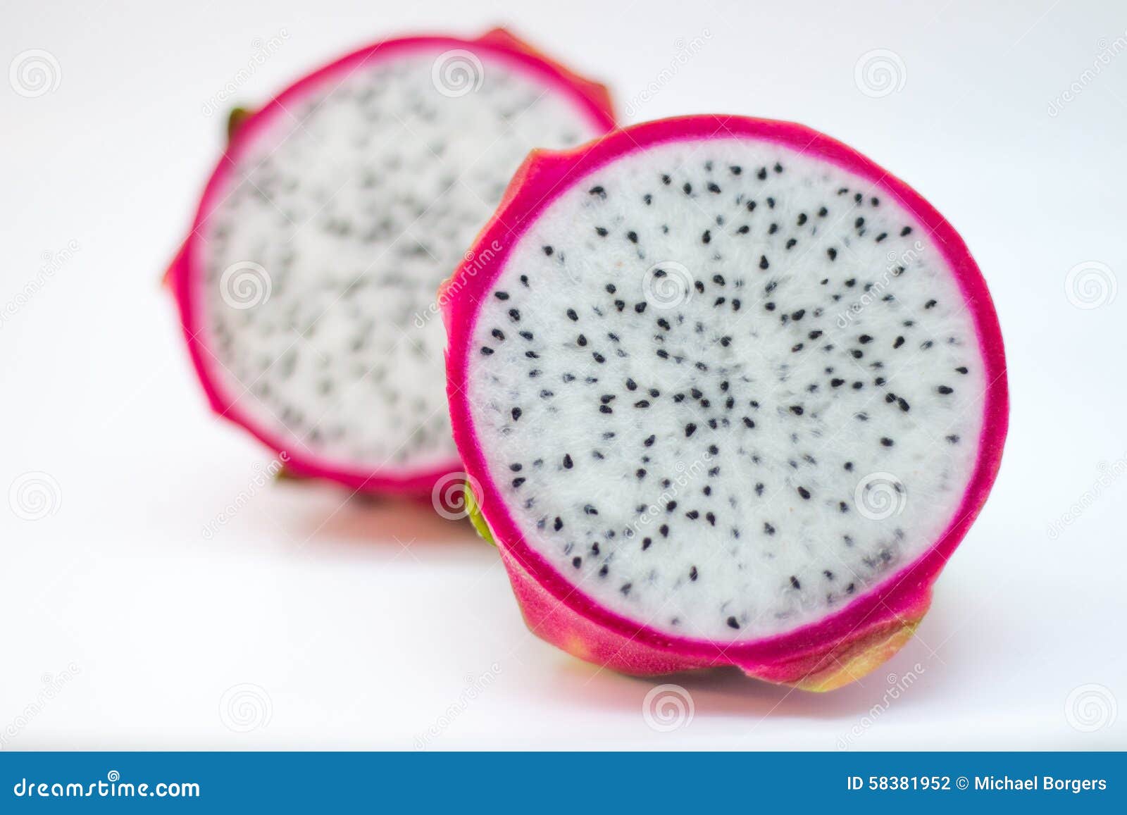 Dragonfruit Cut in Half Front View Stock Photo - Image of white ...