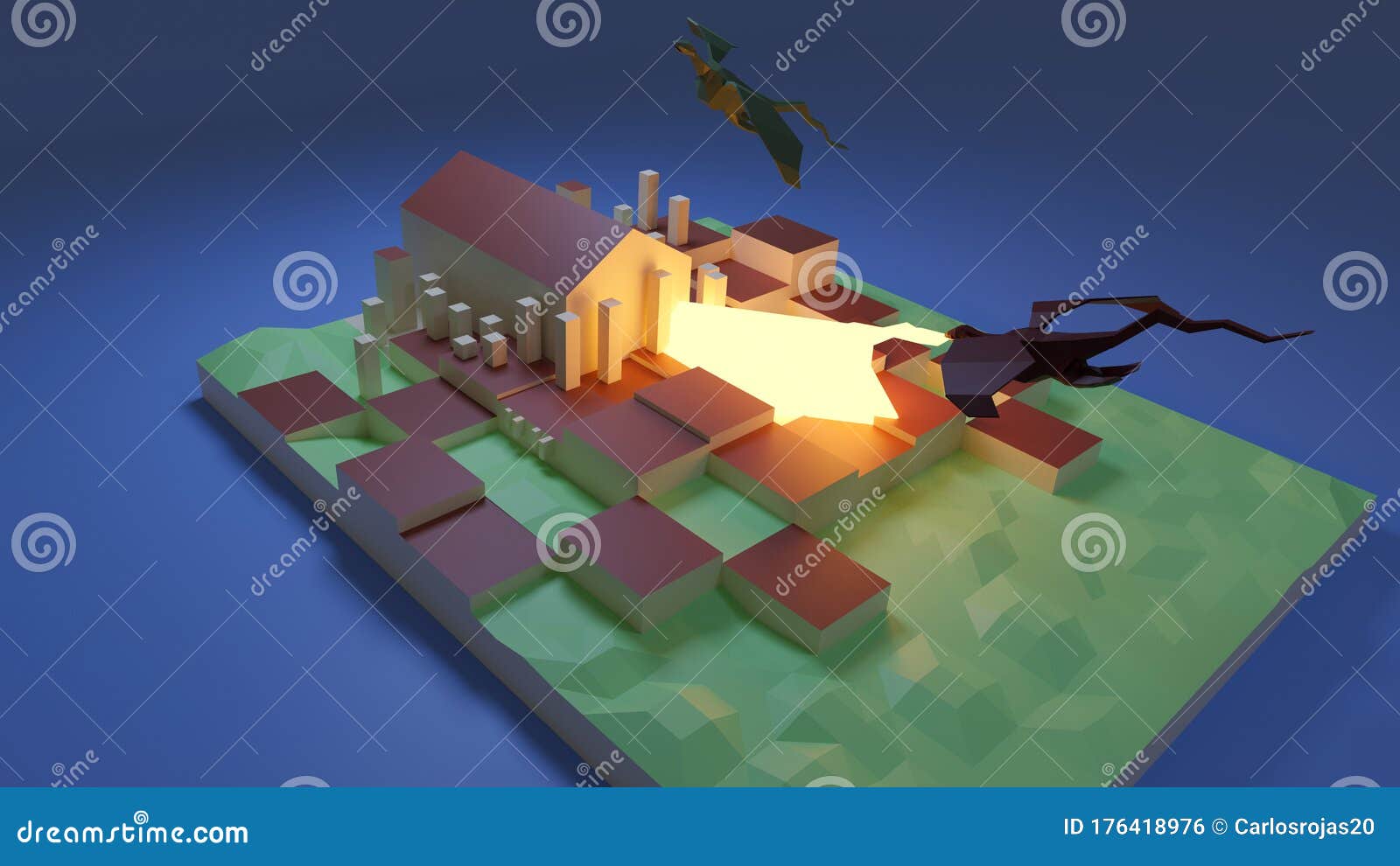 Dragons Attacking Windmill Stock Photography | CartoonDealer.com #54747098