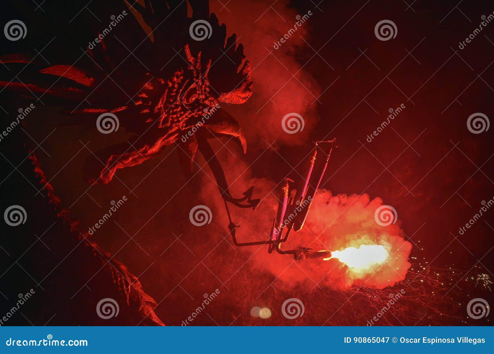 Dragons and Devils Armed with Fireworks Dance. Editorial Photography ...