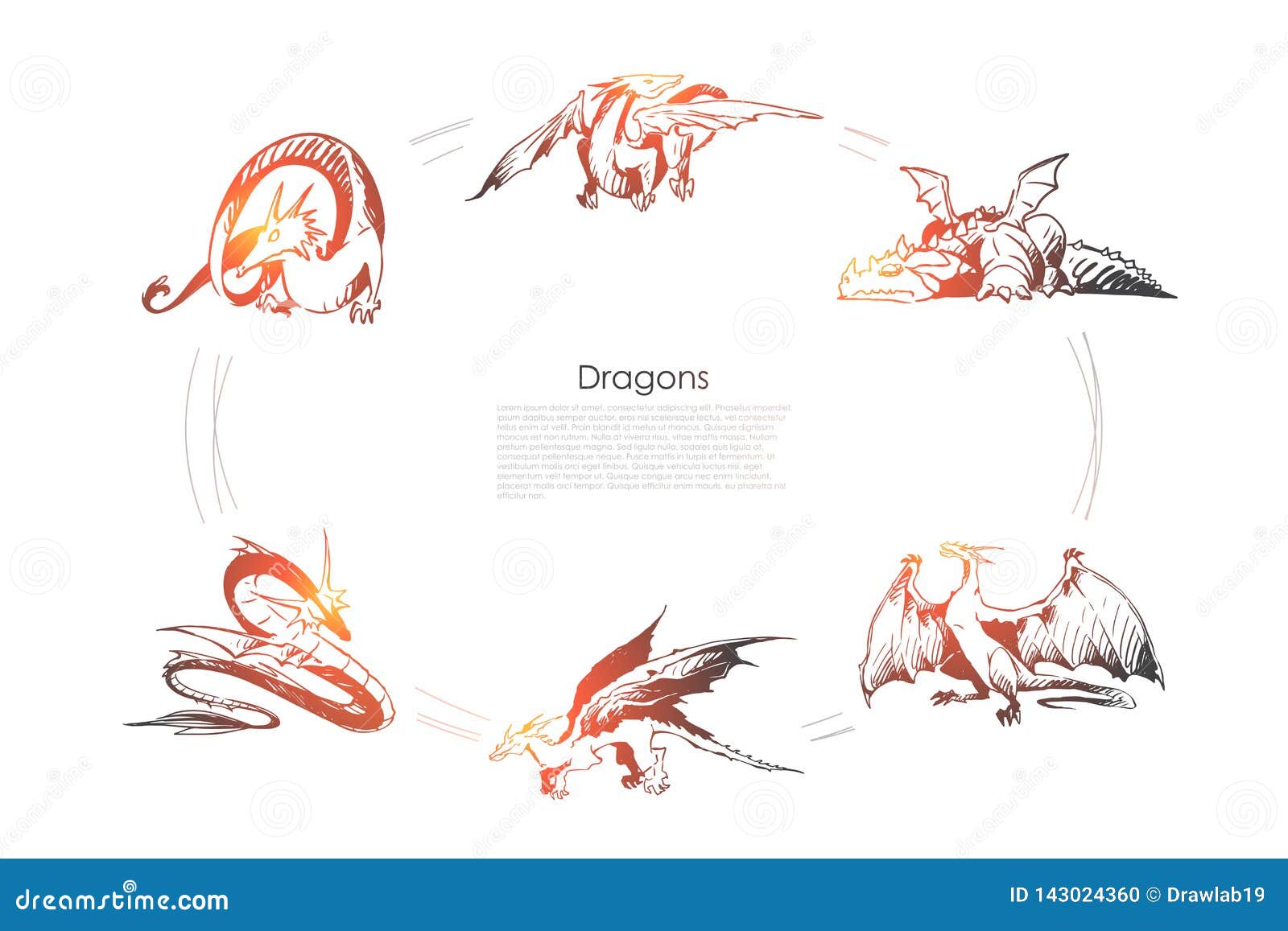 Dragons - Different Types of Dragons Vector Concept Set Stock Vector ...