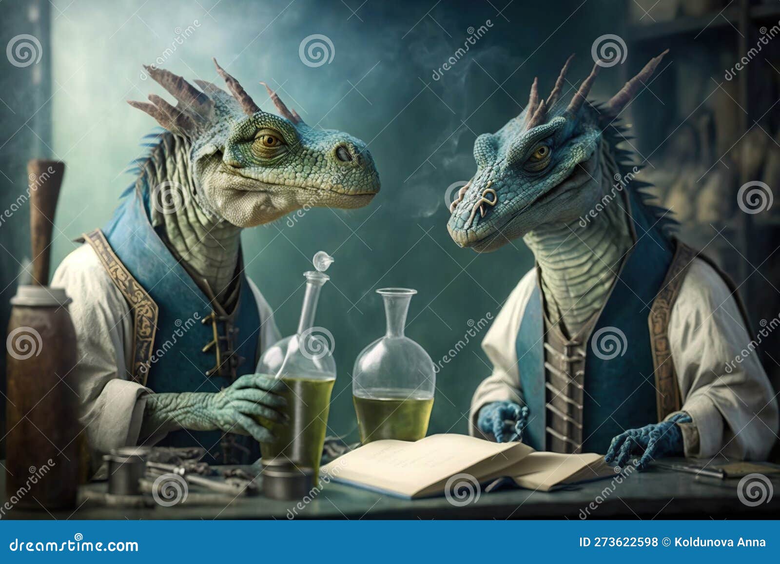 Dragons Dressed As Scientists Experiment in a Lab Created with ...