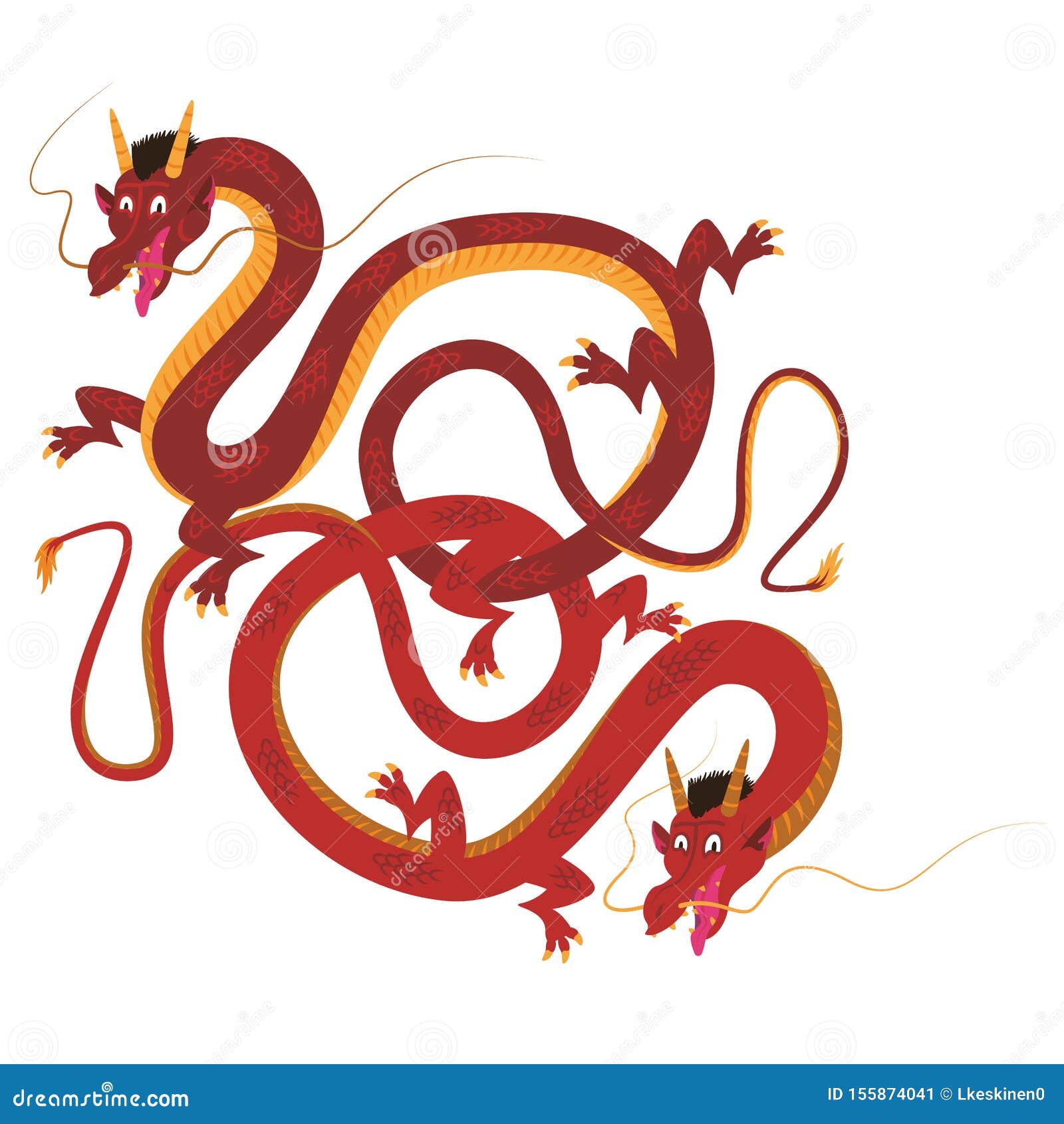 Dragons Flat Color Illustration on White Stock Illustration ...