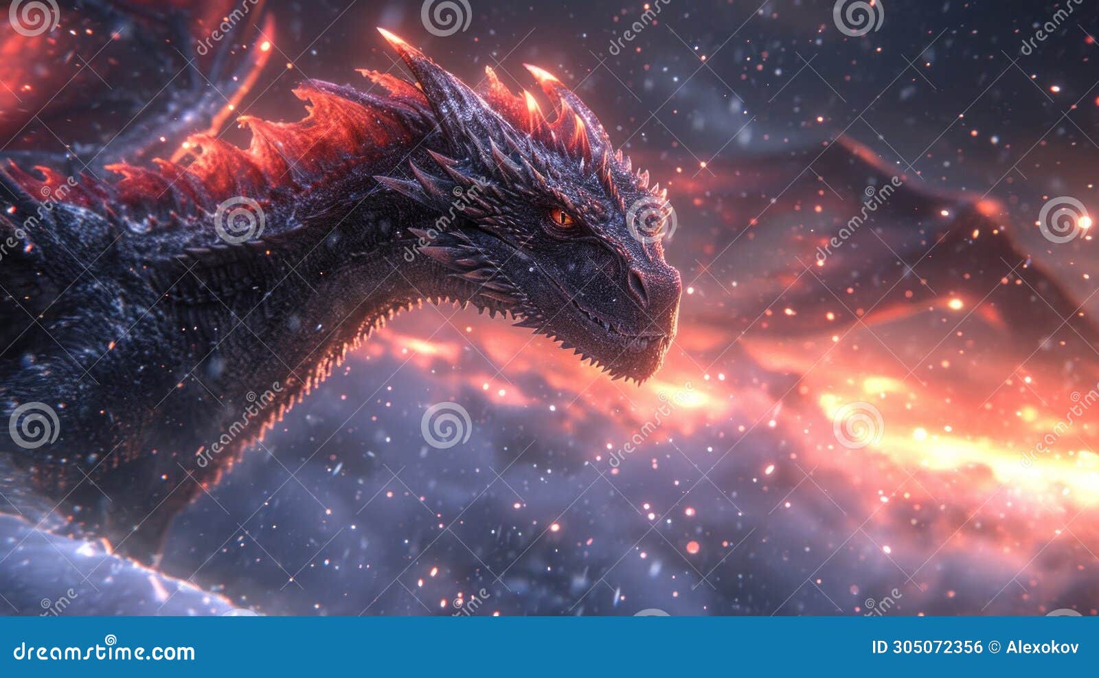 Dragons Flying in the Night AI Generated Stock Illustration ...