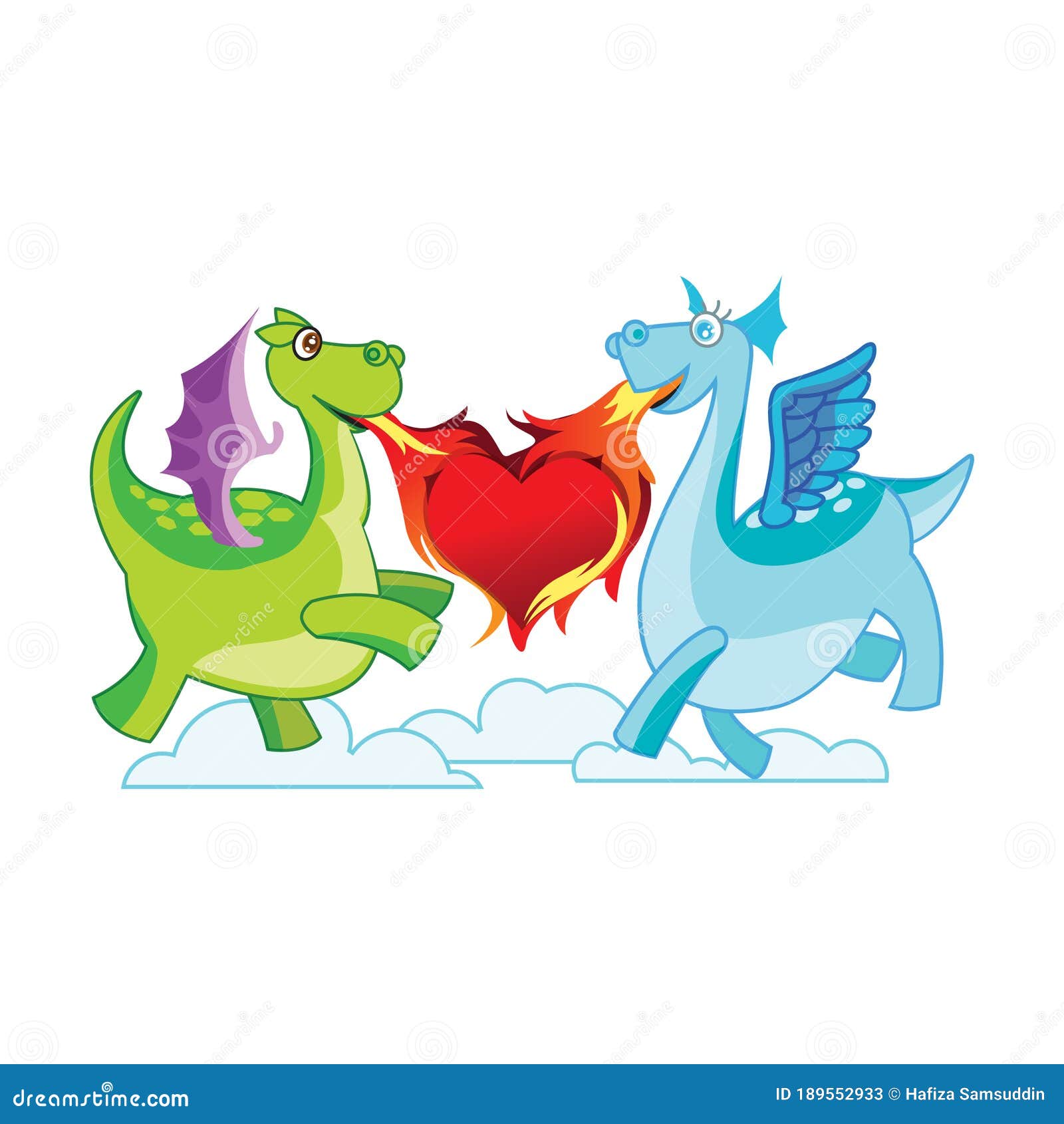 Dragons in Love. Vector Illustration Decorative Design Stock Vector ...
