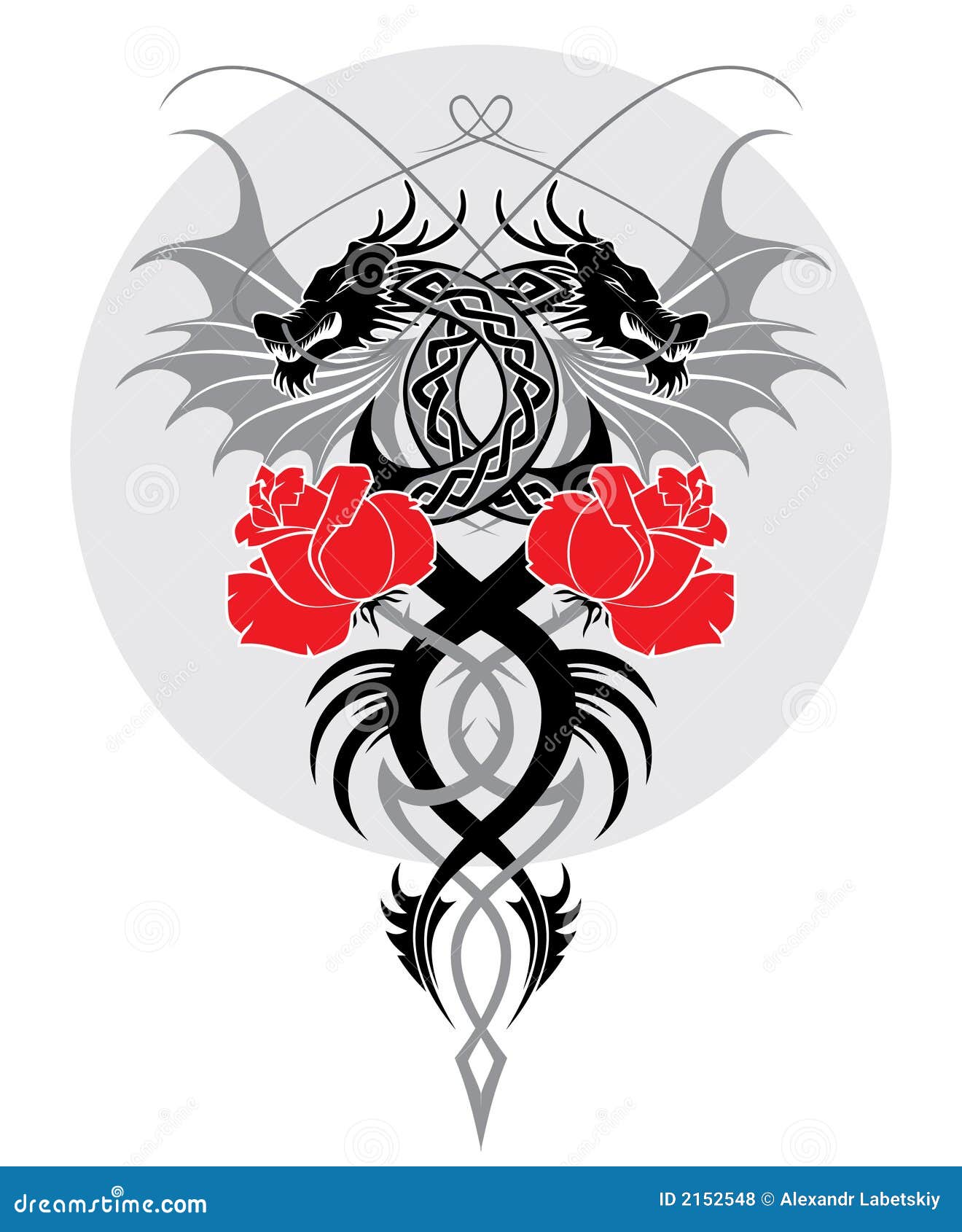 Dragons and rose stock vector. Illustration of artistic - 2152548