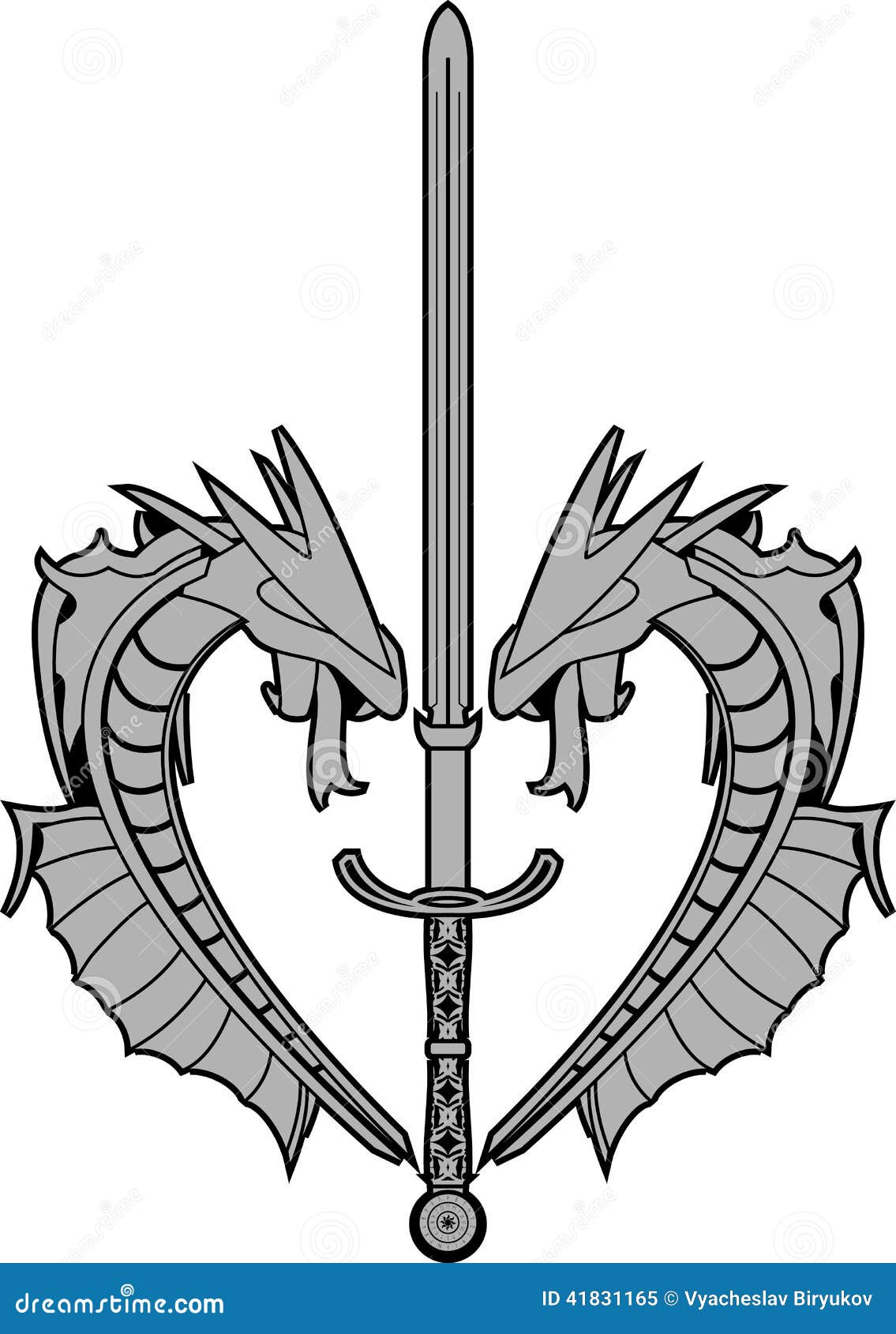 Dragons And Sword Vector Illustration | CartoonDealer.com #15005084