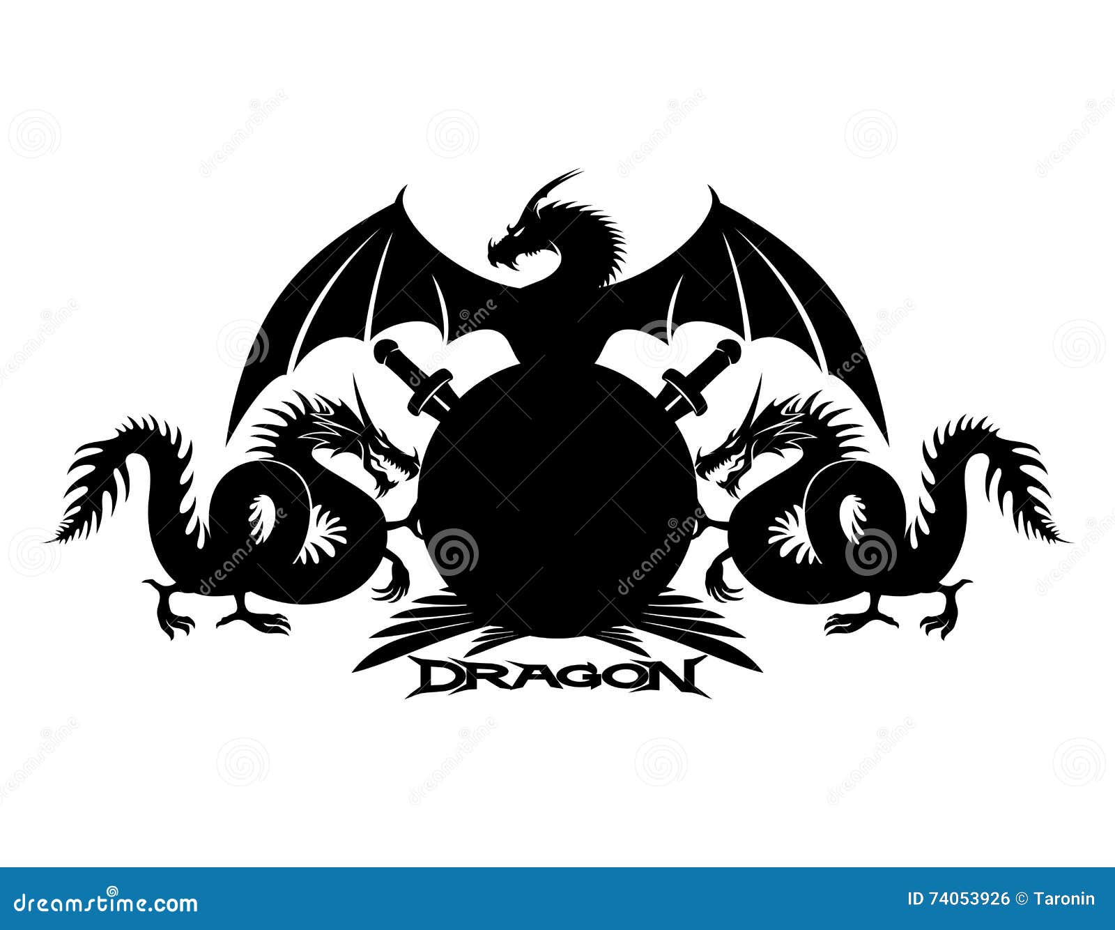 Dragons, Shield And Swords. Vector Illustration | CartoonDealer.com ...
