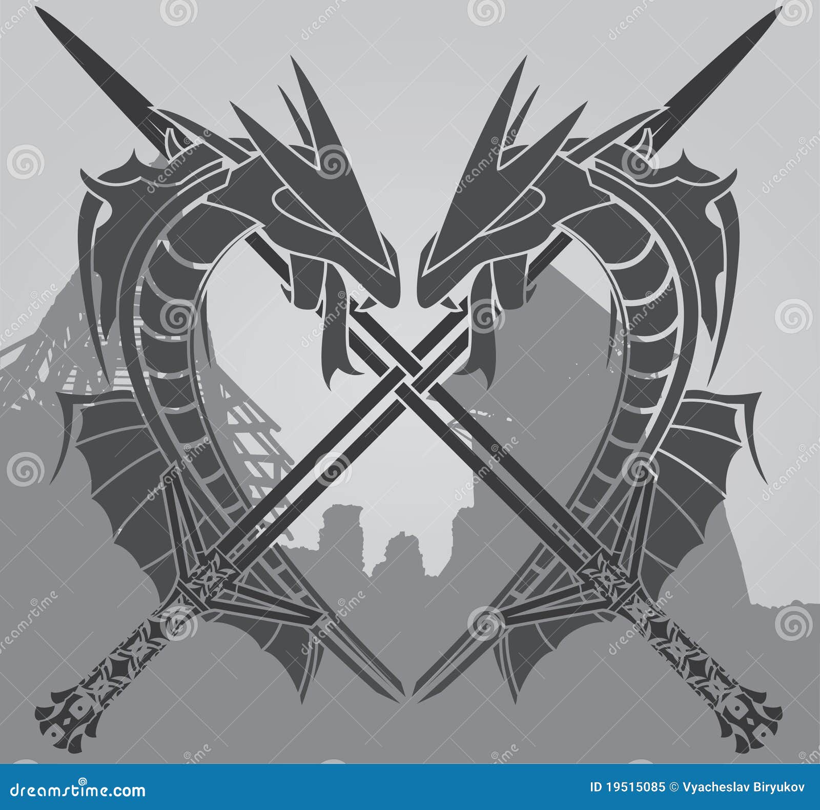 Dragons and swords stock illustration. Illustration of ancient - 19515085