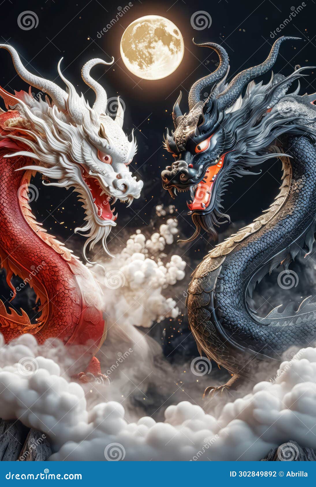 Dragons Yin And Yang Warriors Of Opposites Two Fantastic Chinese Dragons Stock Illustration