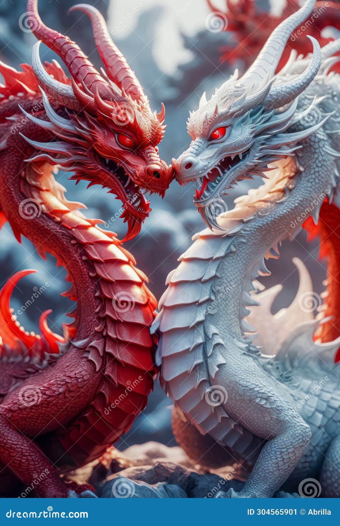 Dragons Yin And Yang Warriors Of Opposites Two Fantastic Chinese Dragons Stock Image Image