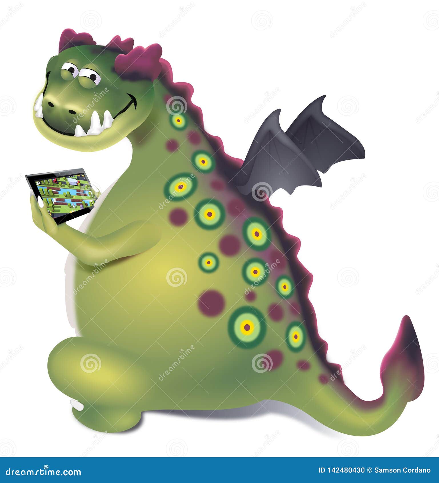 A Dragon that Love To Play Computer Games Stock Vector - Illustration ...