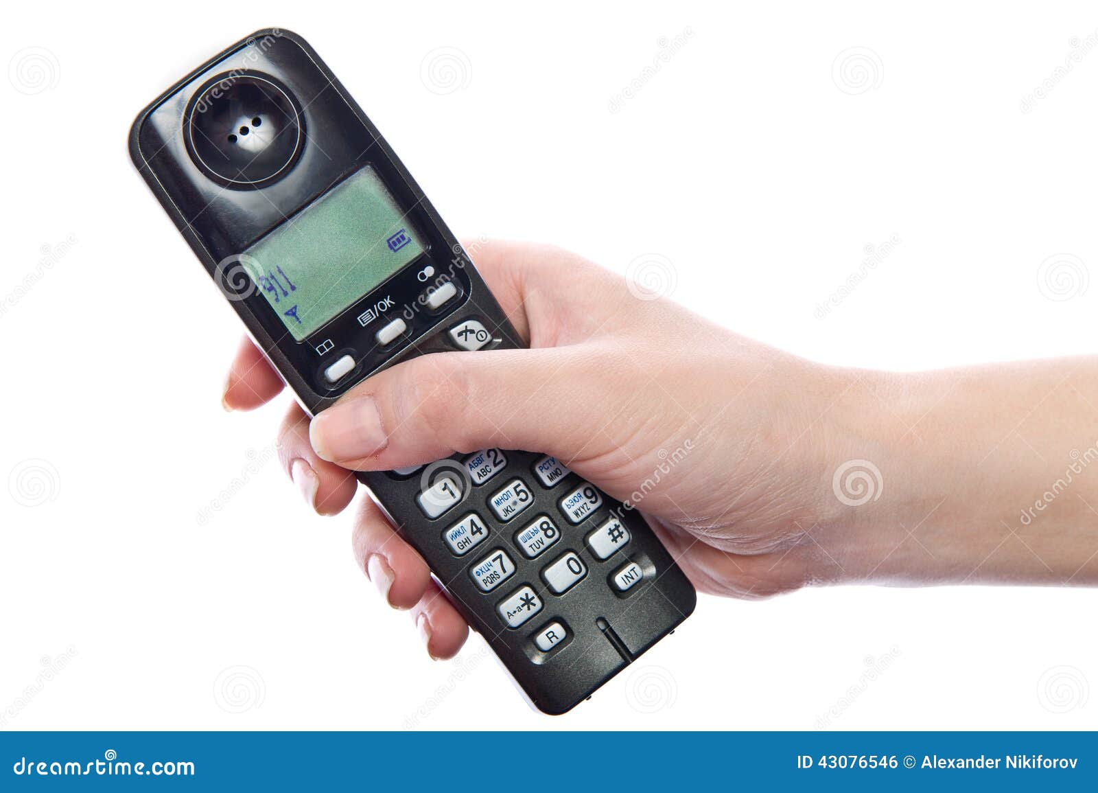 Drahtloses Telefon in Der Hand Der Frau Stockfoto - Bild von nachricht ...