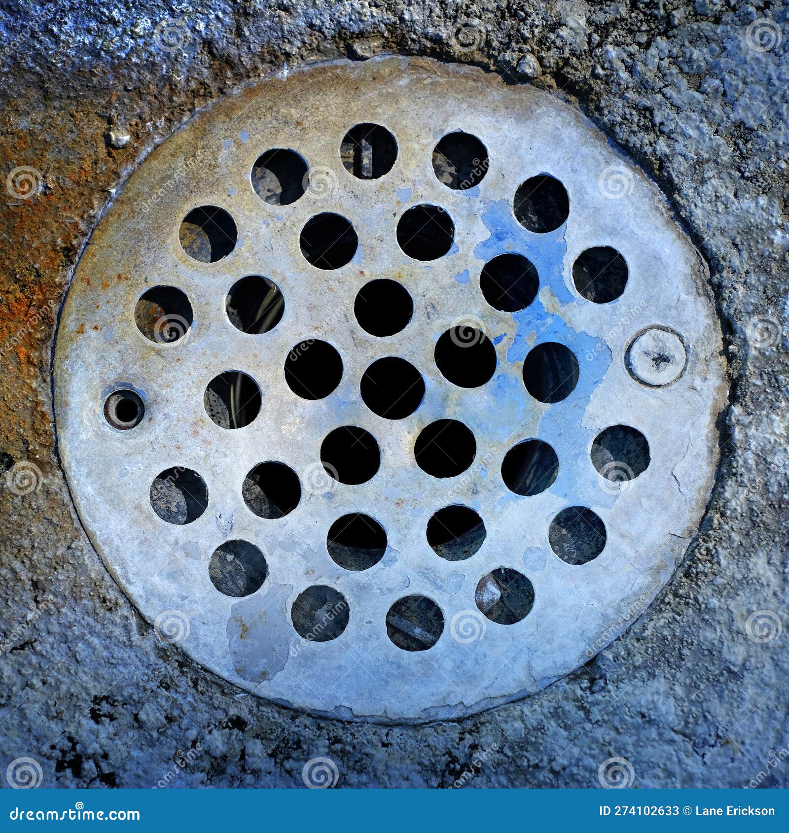 Drain in Circle Texture with Stains Stock Image - Image of looking ...