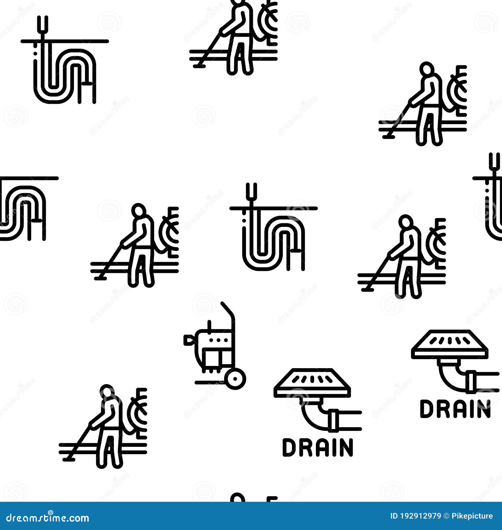 Drain Cleaning Service Seamless Pattern Vector Stock Vector ...
