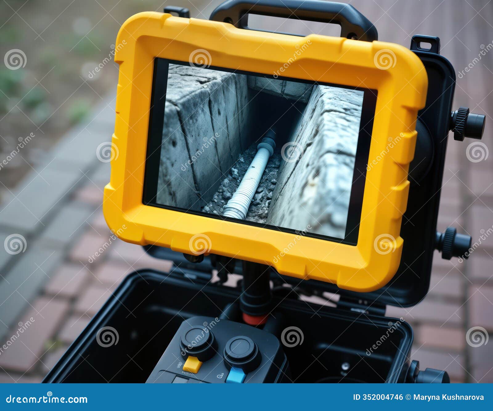 Drain Cleaning Specialist Inspects Blocked Pipe Using Tech Device ...