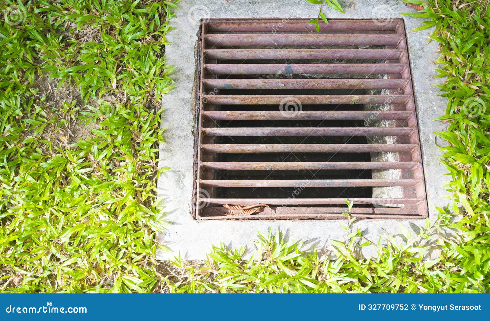 A Drain In An Outdoor Drainage Ditch Retention Pond Stock Photography ...