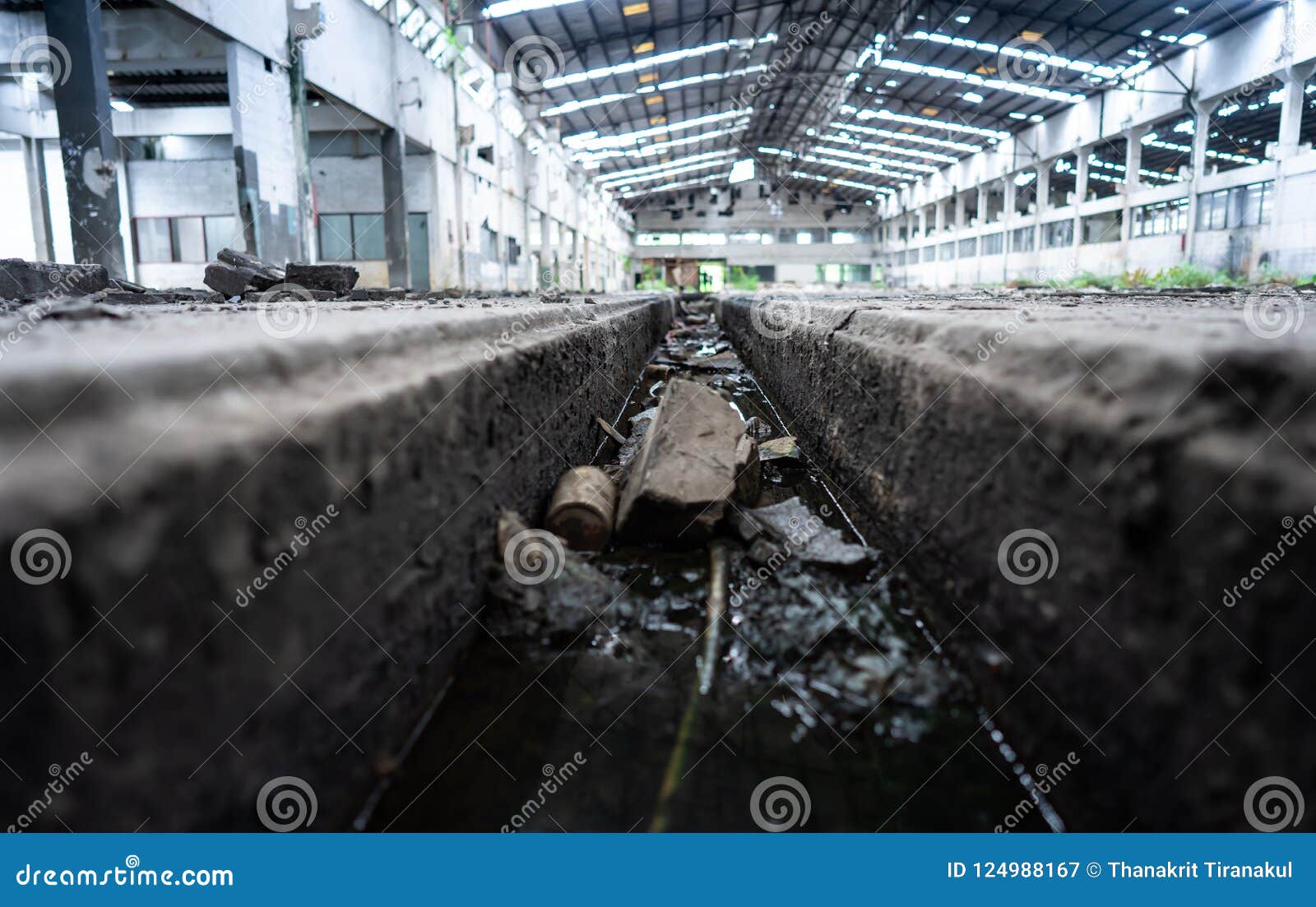 Drain in factory stock image. Image of dirty, unoccupied - 124988167