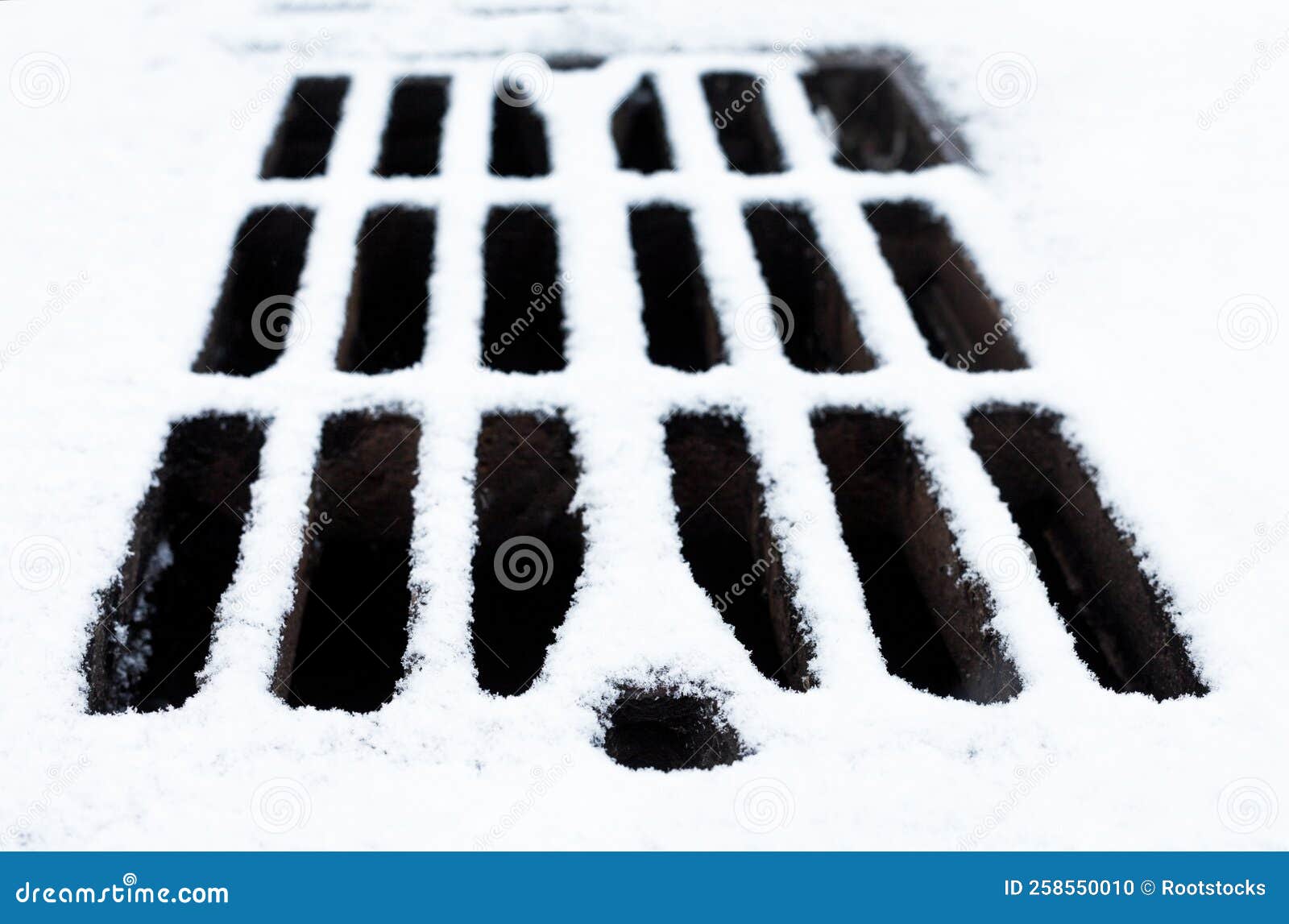 Drain Grate Covered with Snow Stock Photo - Image of abstract ...