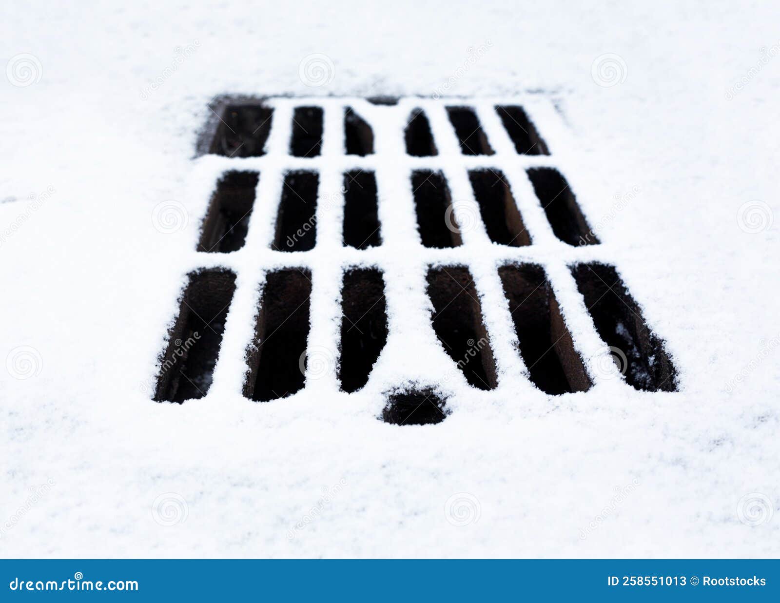 Drain Grate Covered with Snow Stock Image - Image of frame, rectangular ...