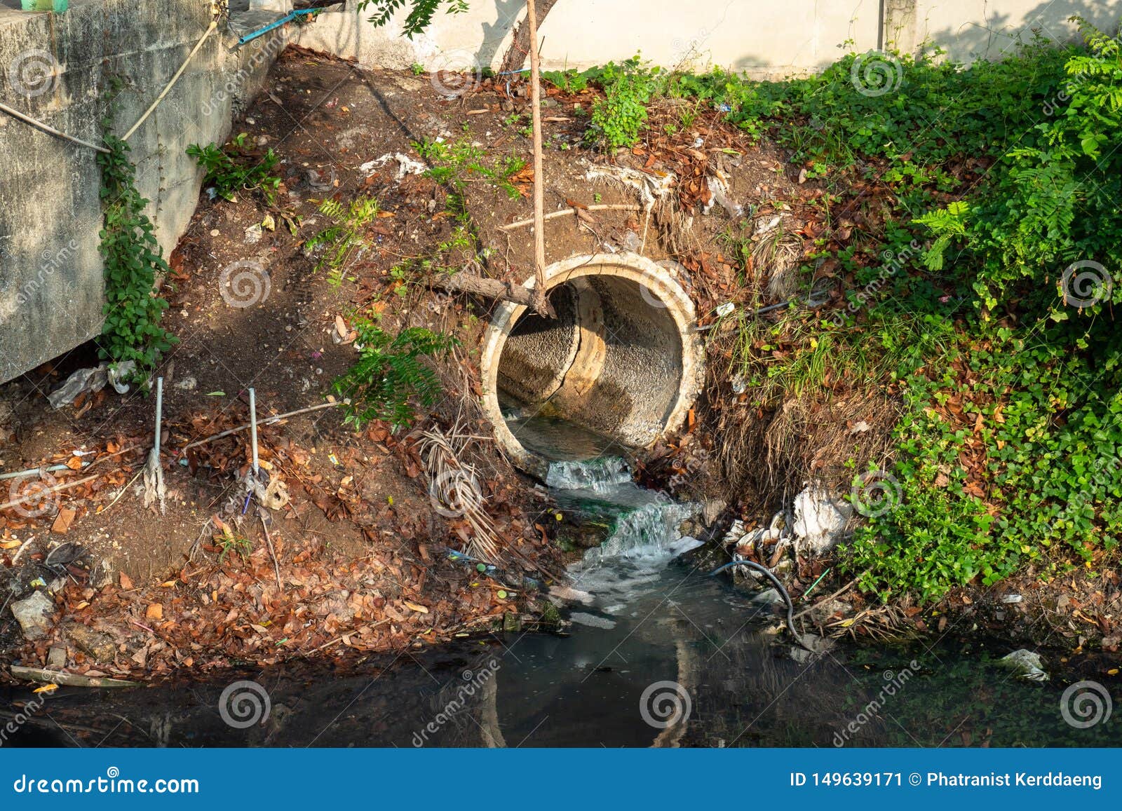 Drain Pipe or Effluent or Sewer Release Wastewater into River. Stock ...