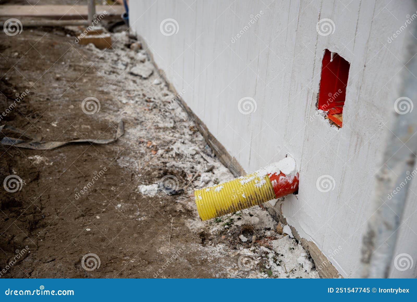 Drain Pipe, Gutter, Built Inside the Facade, Under Construction Stock ...