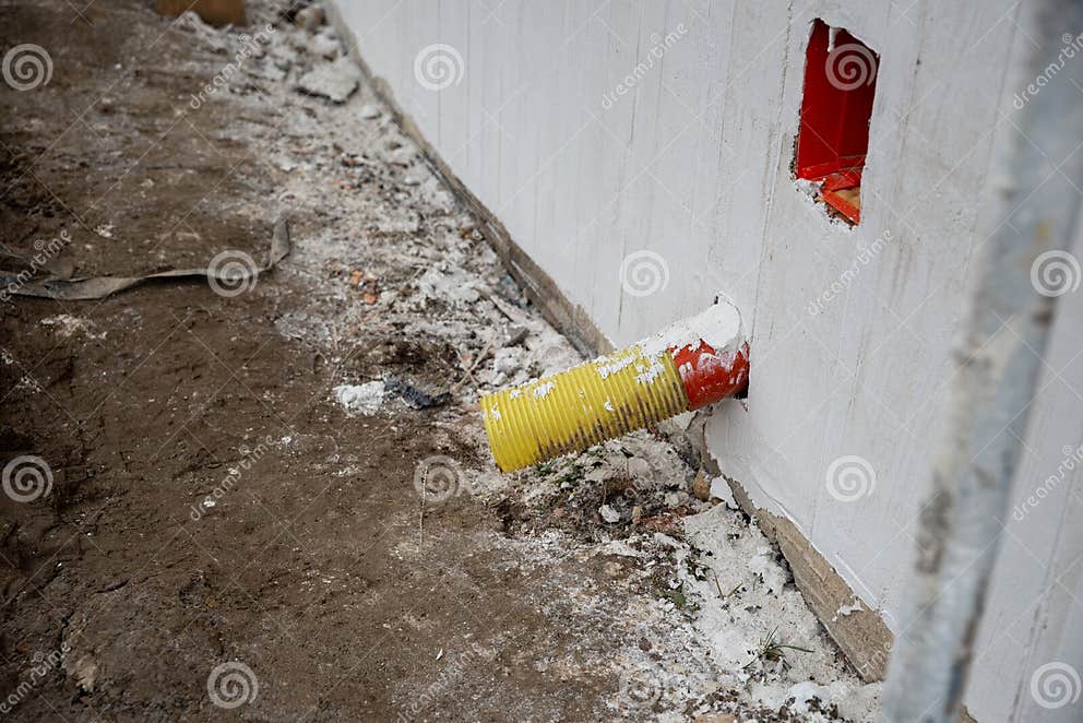 Drain Pipe, Gutter, Built Inside the Facade, Under Construction Stock ...