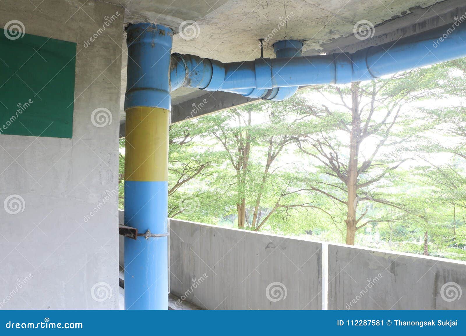 Drain Piping System Under Floor. Stock Image - Image of bolt, concrete ...
