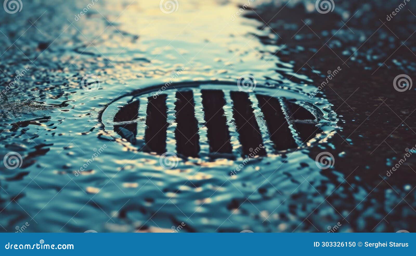 A Drain is Seen in the Water with a Grate on it, AI Stock Illustration ...