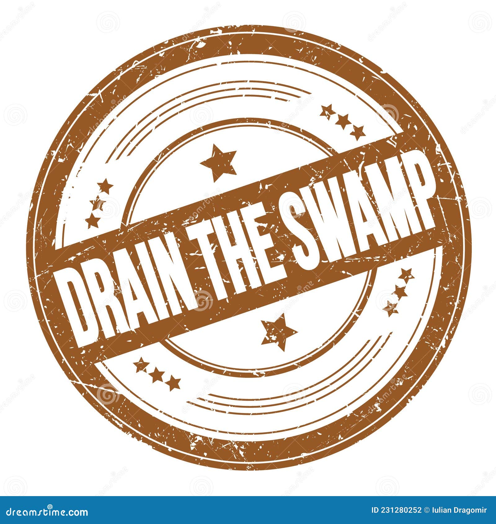 DRAIN the SWAMP Text on Brown Round Grungy Stamp Stock Illustration ...