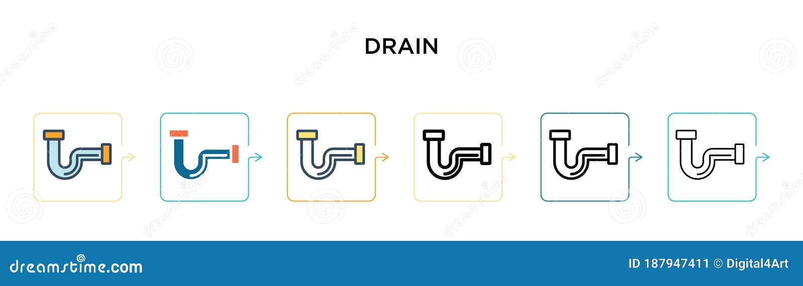 Drain Vector Icon in 6 Different Modern Styles. Black, Two Colored ...