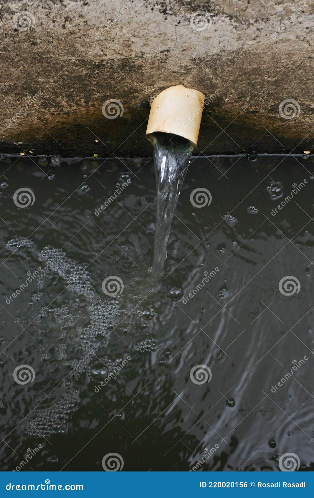 Drain Water Flowing from a Pipe Hole that is Implanted in the Wall of ...
