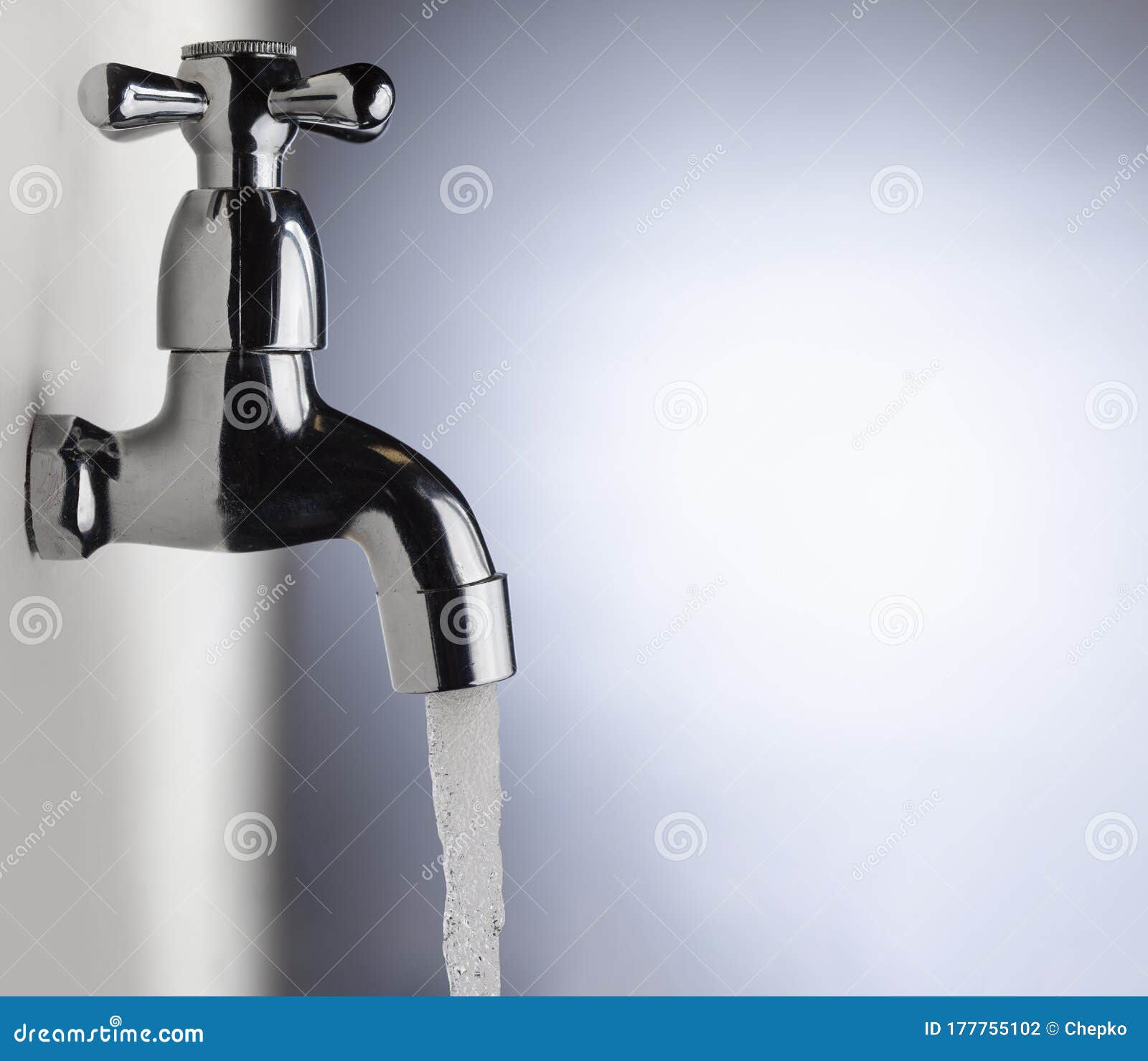 Drain Water From The Metal Tap Water Flowing From Modern Faucet Stock