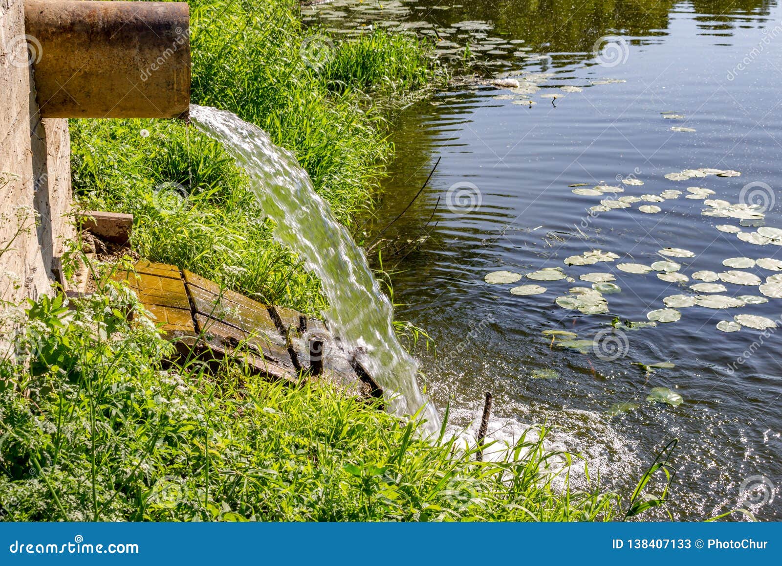 Drain Water from the Pipe into the River Stock Image - Image of ...