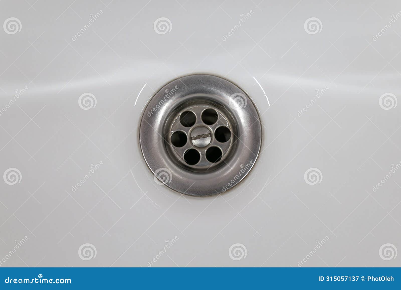 Drain in a White Ceramic Sink Stock Image - Image of washing, hole ...