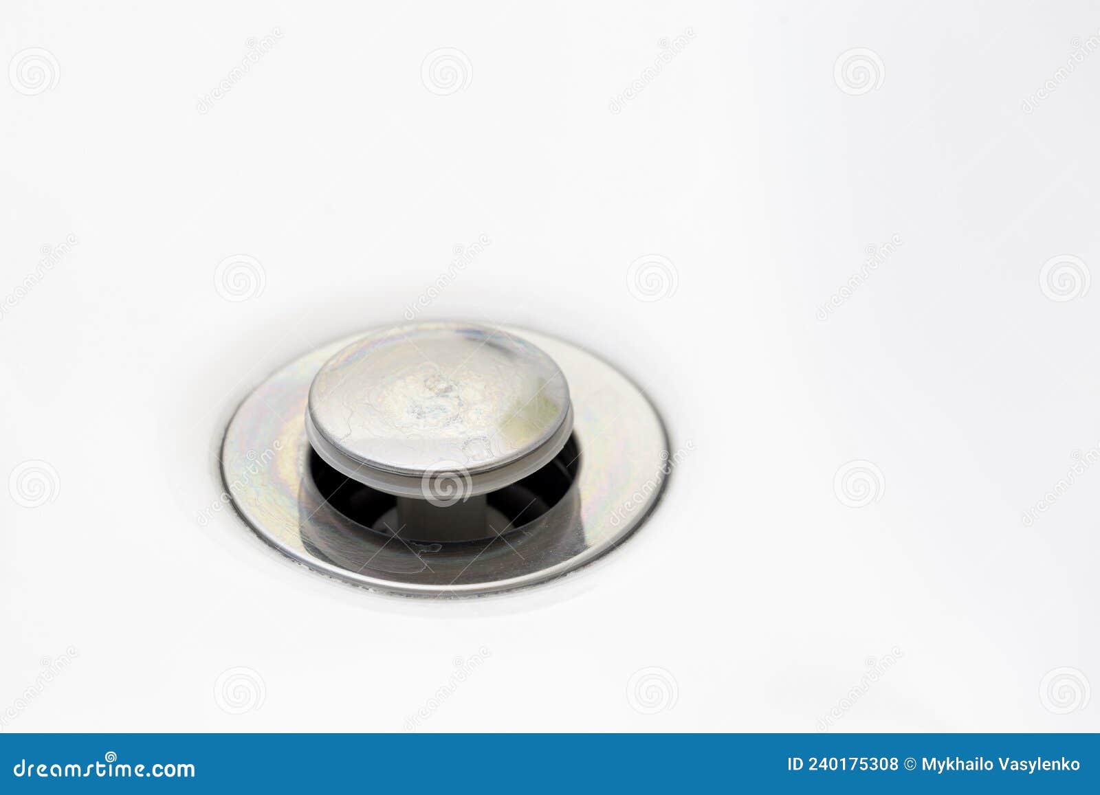 Drain in a White Sink, Background, Close-up Stock Photo - Image of ...
