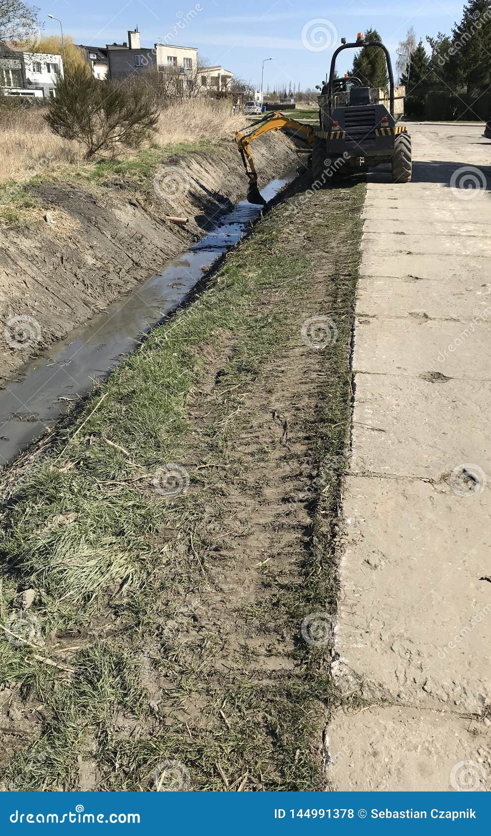 Drainage Channel Maintenance Machine at Work Stock Photo - Image of ...