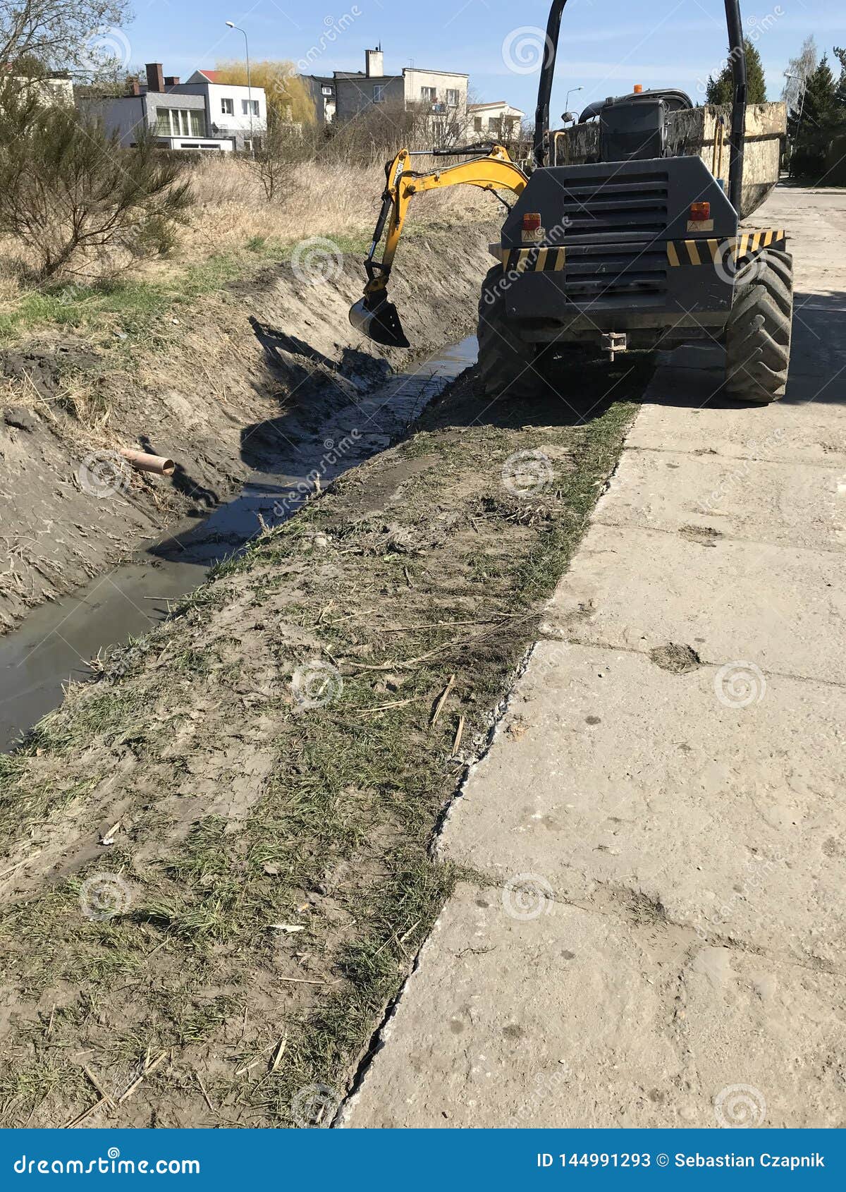 Drainage Channel Maintenance Machine at Work Stock Image - Image of ...