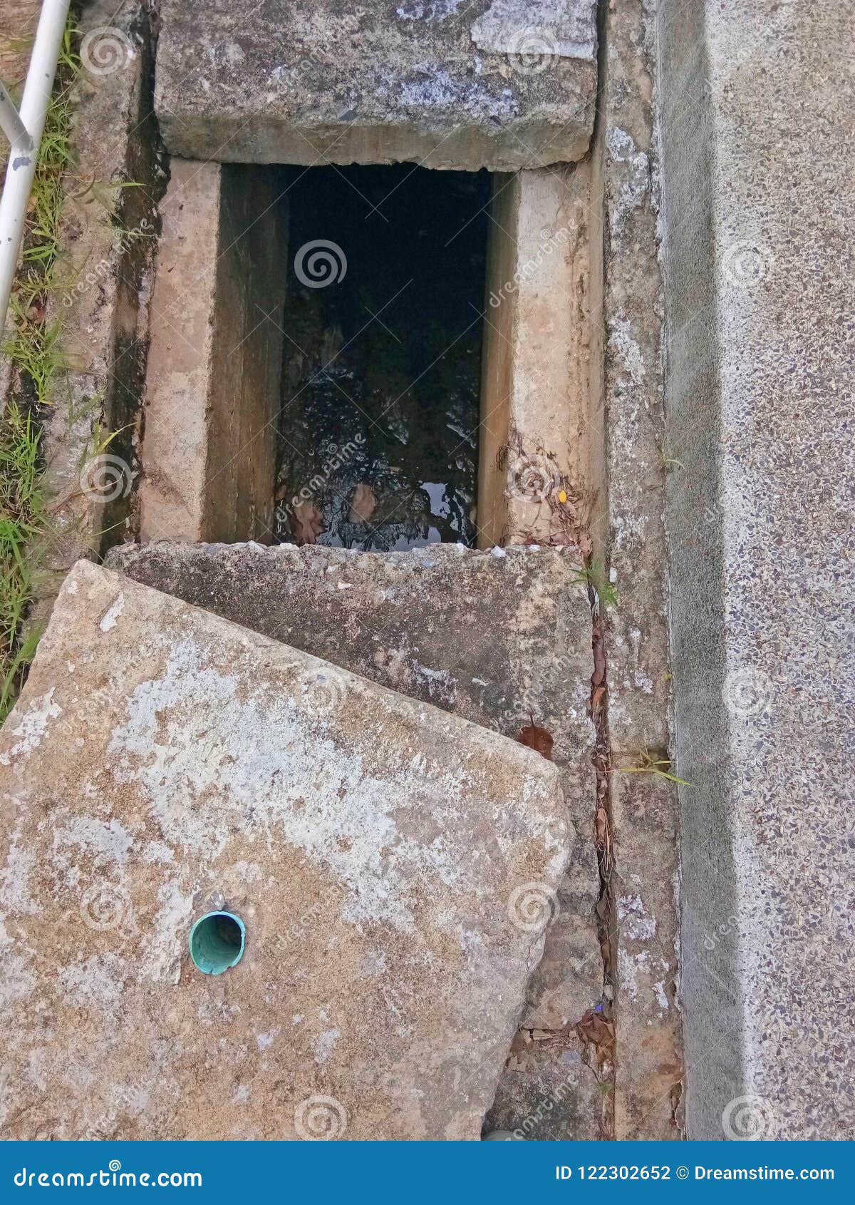 Drainage Culvert Hole System on the Asphalt Road Side. Stock Photo ...