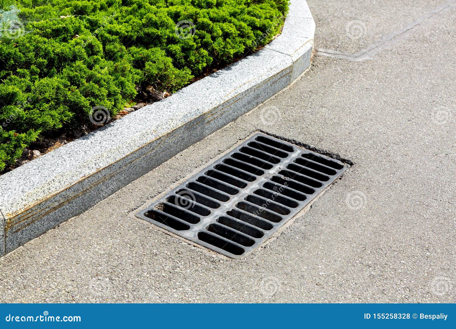 Drainage Grate on the Edge of Road. Stock Photo - Image of park, rain ...
