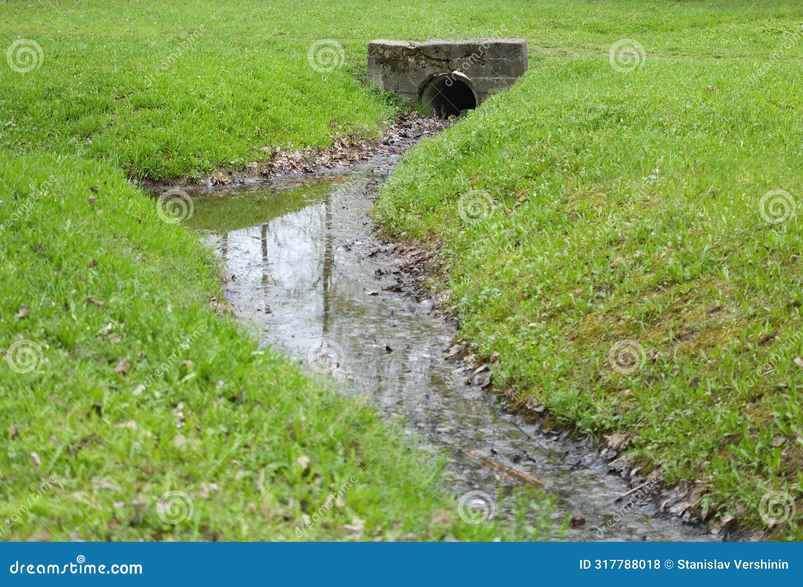 Drainage Pipe Connecting the Ditch Under the Bridge in the Park Stock ...
