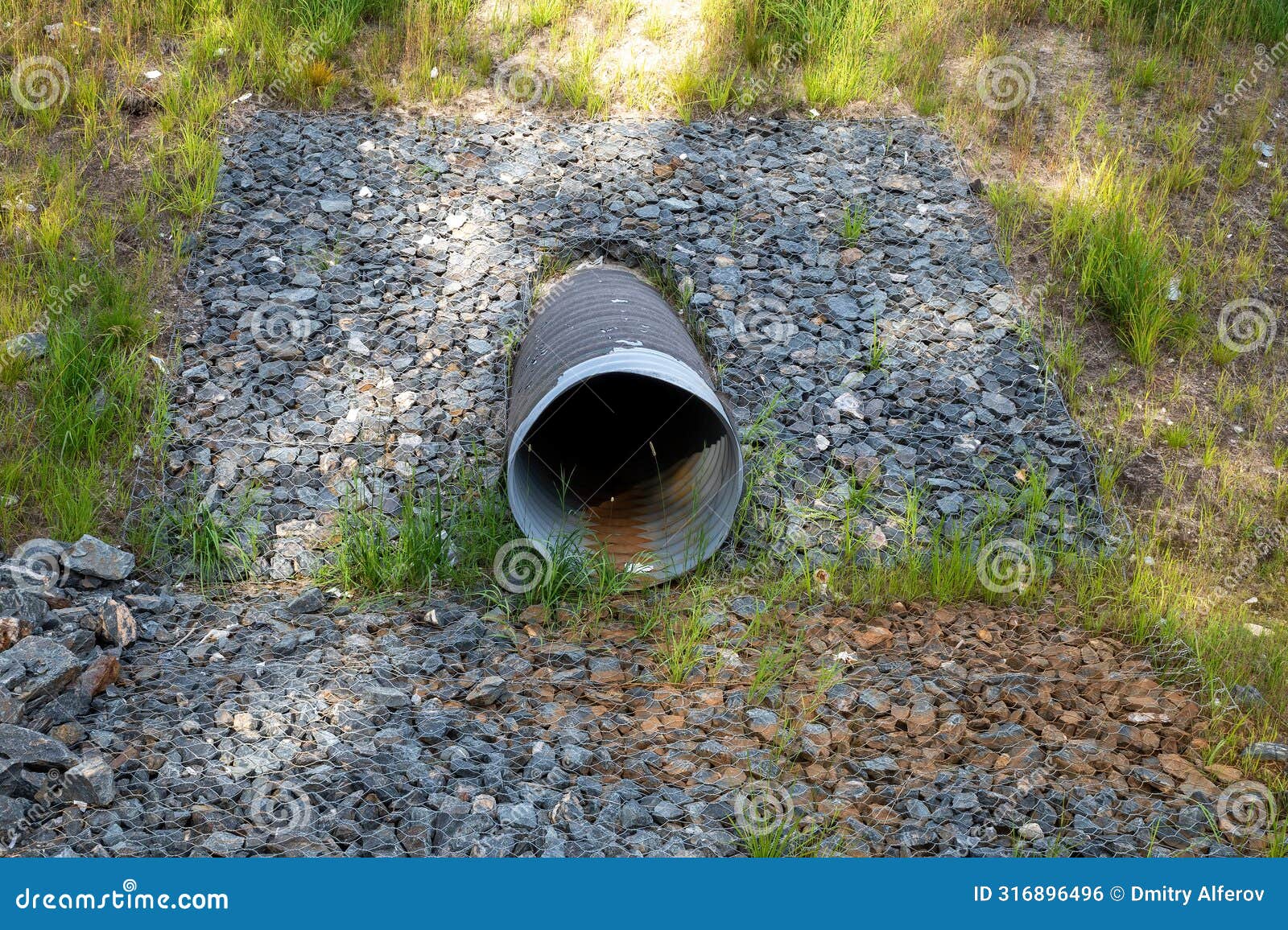 Drainage Pipe, Culvert Under the Highway Stock Photo - Image of stream ...